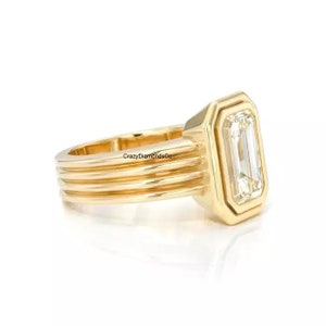 2.50CT Emerald Cut Double Bezel Set Ring, Unique 4 Row Wedding Ring ...