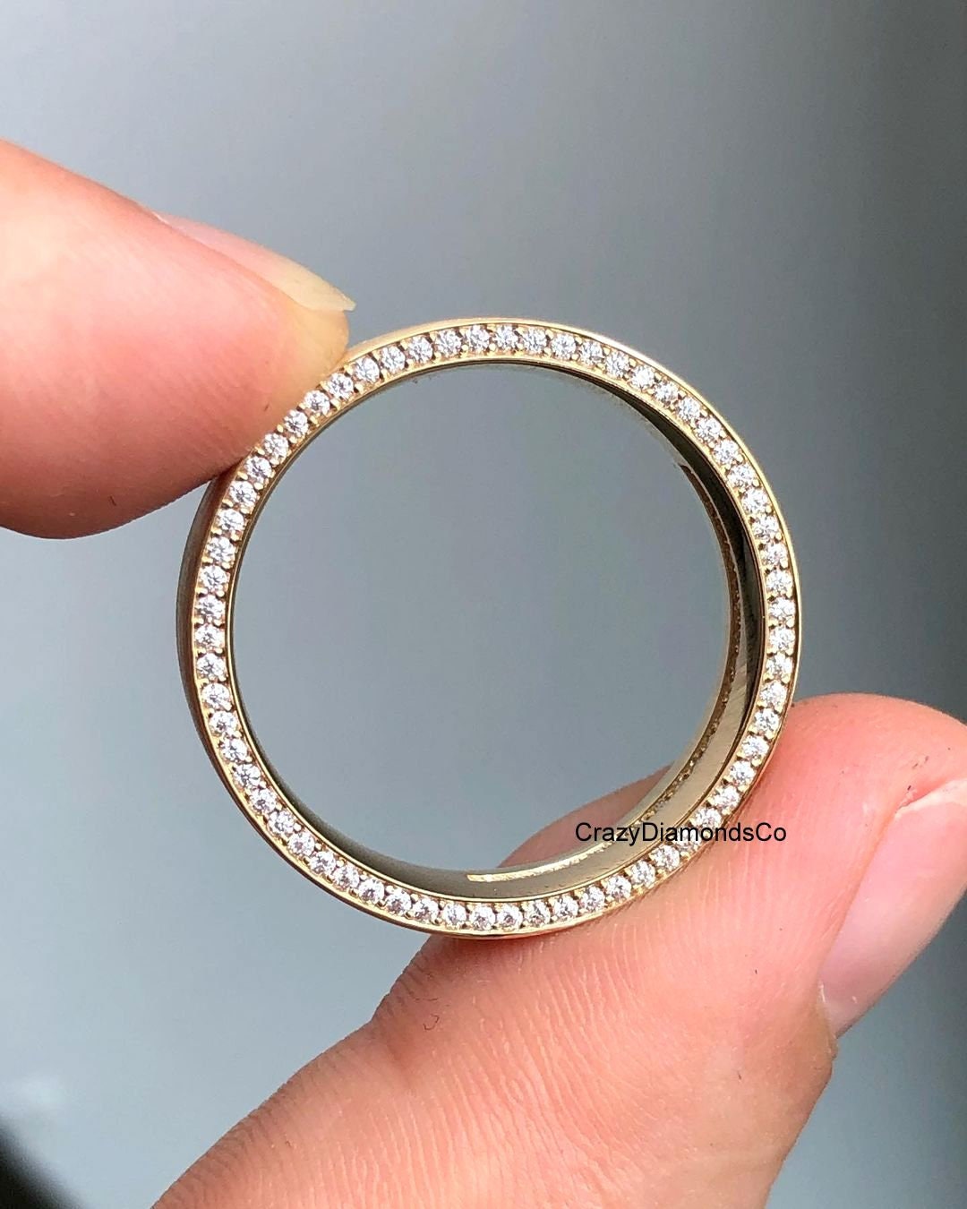 Lab Diamond Men's Ring, Round Cut Moissanite Stacking Band, Double Side ...