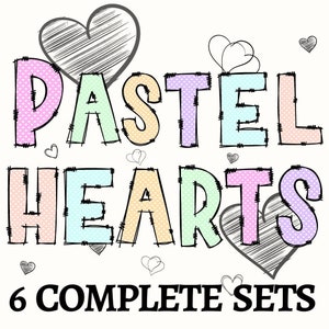 Pastel Hearts Alphabet Letters PNG Bundle Pink Orange Yellow - Etsy