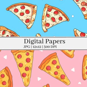 Pizza Slice Digital Paper Clipart Printable Digital Paper Fast Food ...