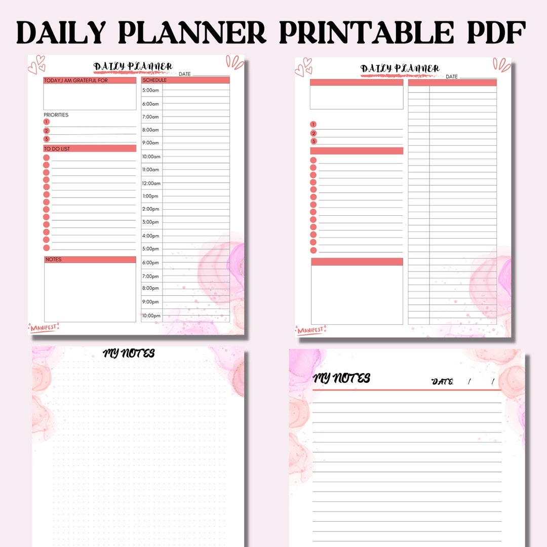 Daily Planner Digital Planner Printable Planner Hourly Planner Daily ...