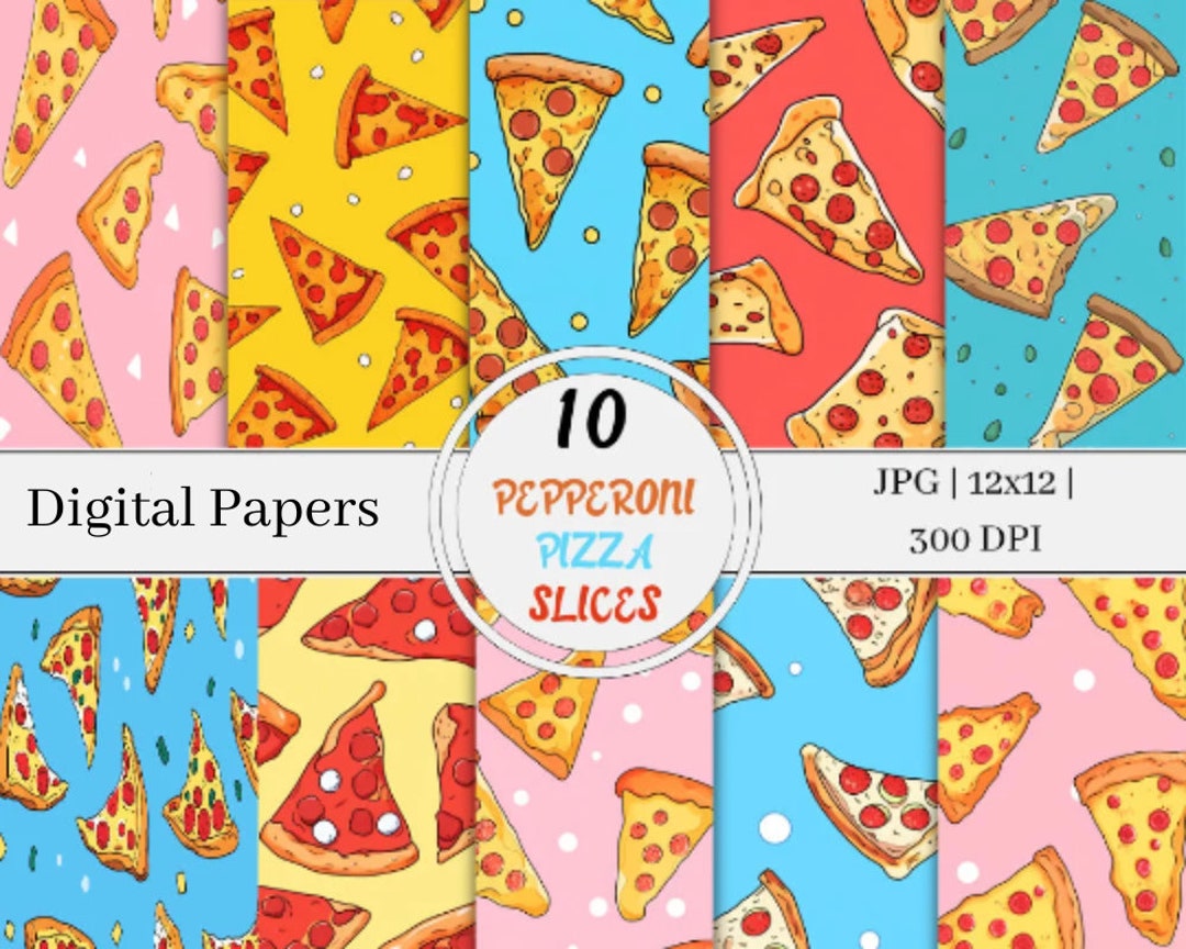 Pizza Slice Digital Paper Clipart Printable Digital Paper Fast Food ...