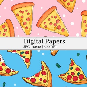Pizza Slice Digital Paper Clipart Printable Digital Paper Fast Food ...