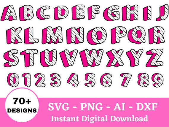 Polka Dot Alphabet SVG Pink Polka Dot Letters Elements Png - Etsy UK