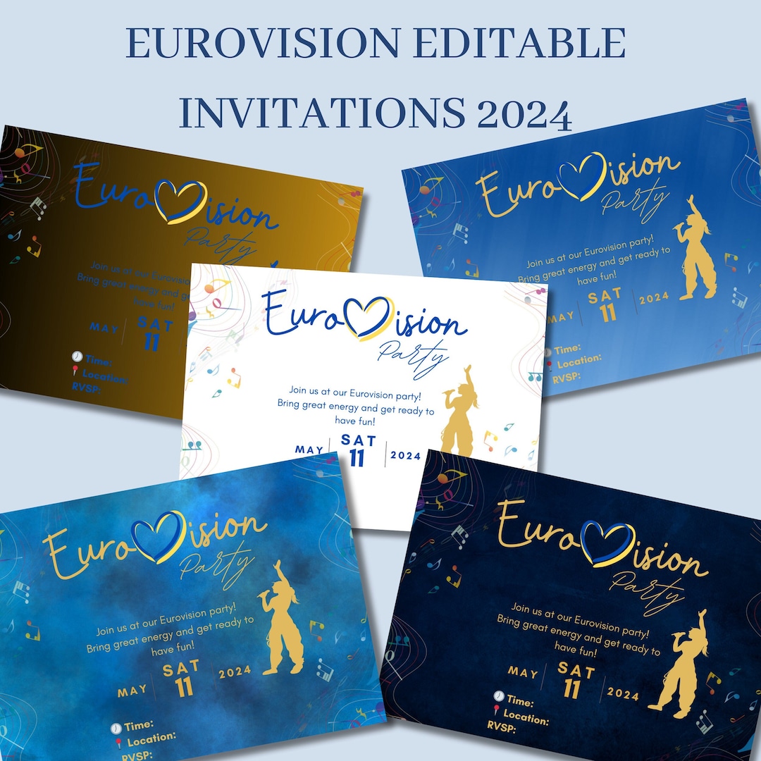 Eurovision Editable Invitations 2024 Eurovision Party Eurovision ...