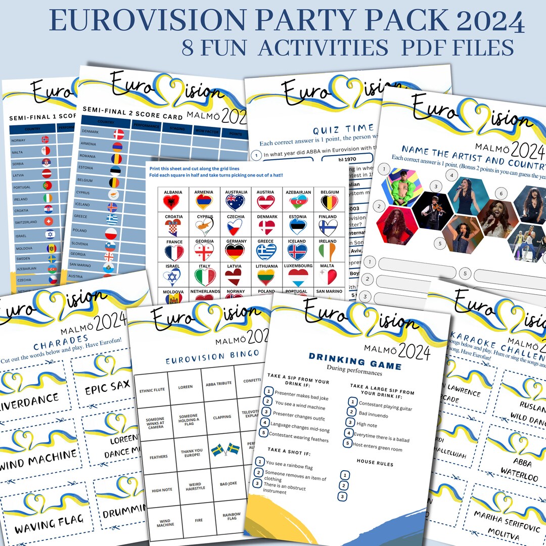 Eurovision 2024 Party Games Bundle Eurovision Party Eurovision Bingo ...