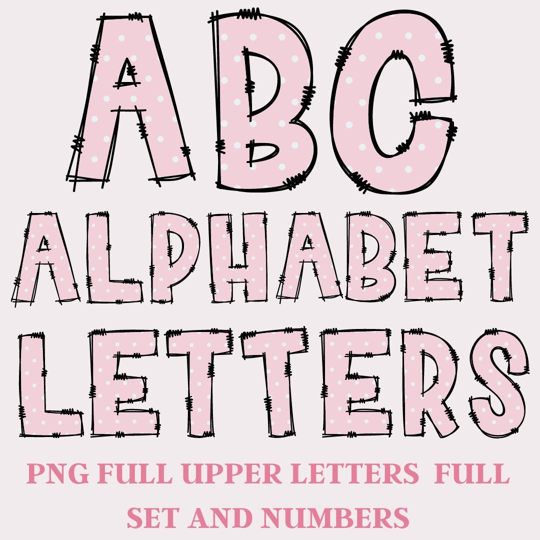 Pink Polka Dot Alphabet Letters PNG, Polka Dot Alphabet Doodle, PNG ...