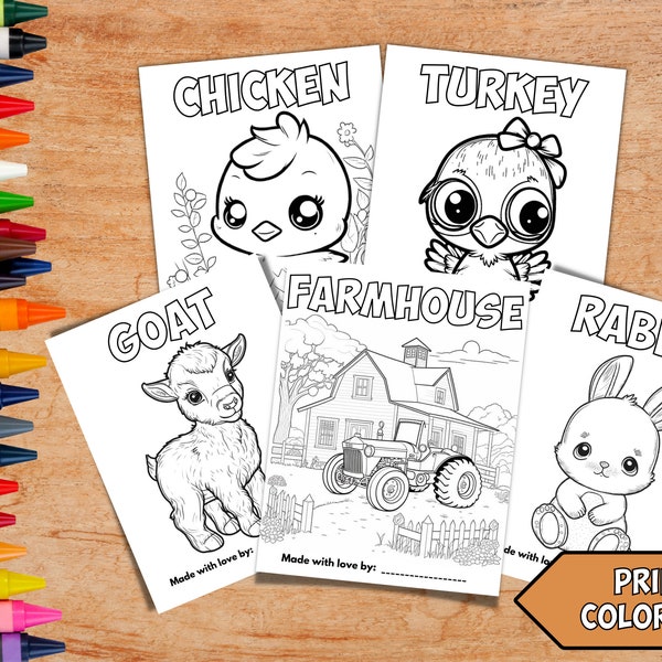 Baby Farm Animal Coloring Pages - Etsy