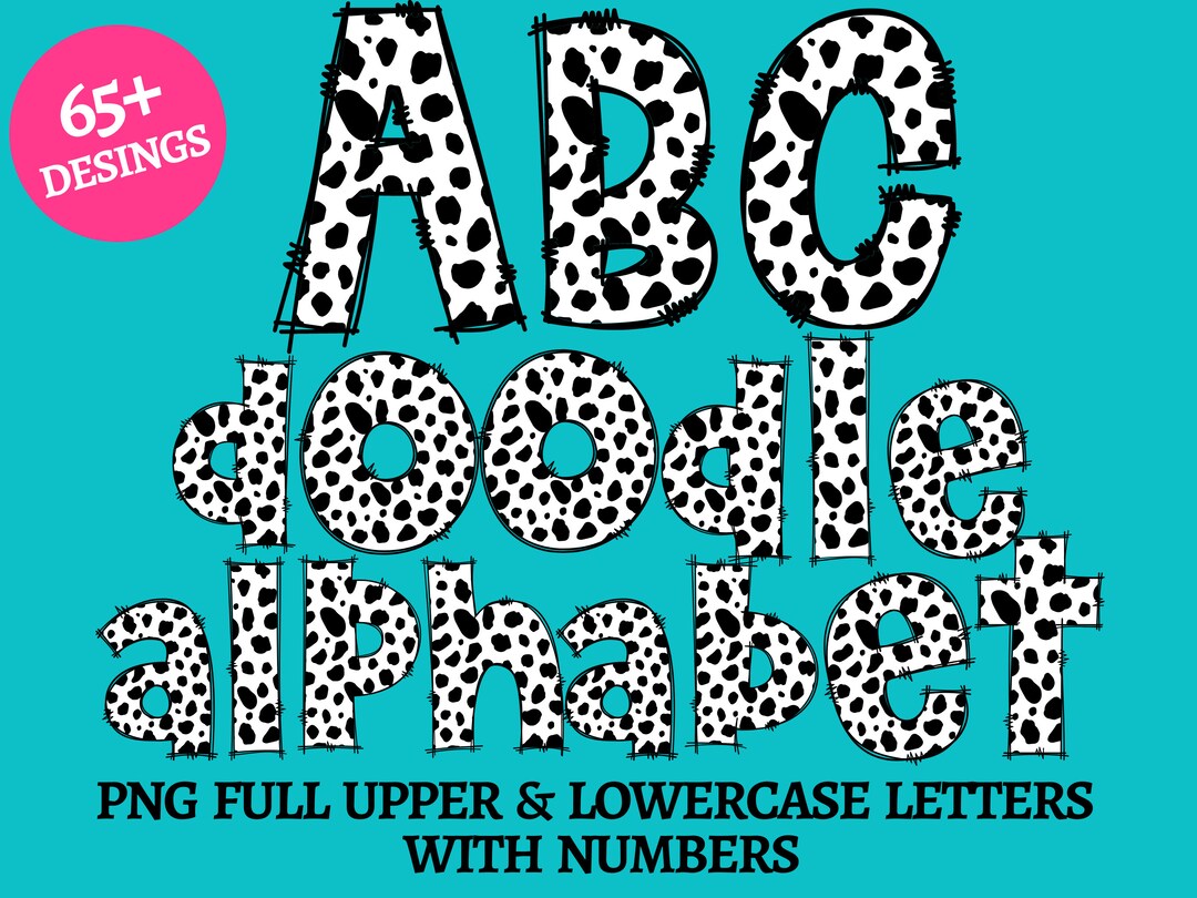 Dalmatian Alphabet Letters PNG, Dalmatian Alphabet Doodle, PNG Bundle ...
