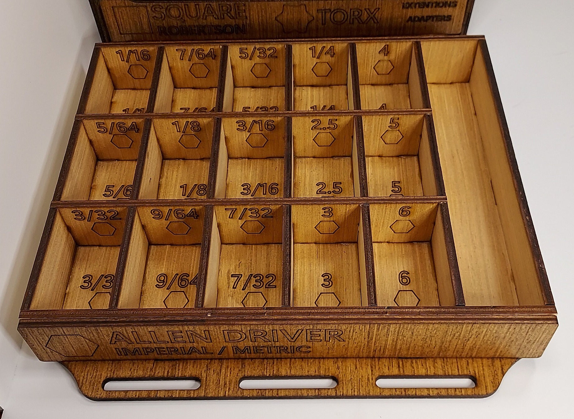 Drive Bit Box Bit Organizer Phillips Torx Nut Driver Allen Laser Cut ...