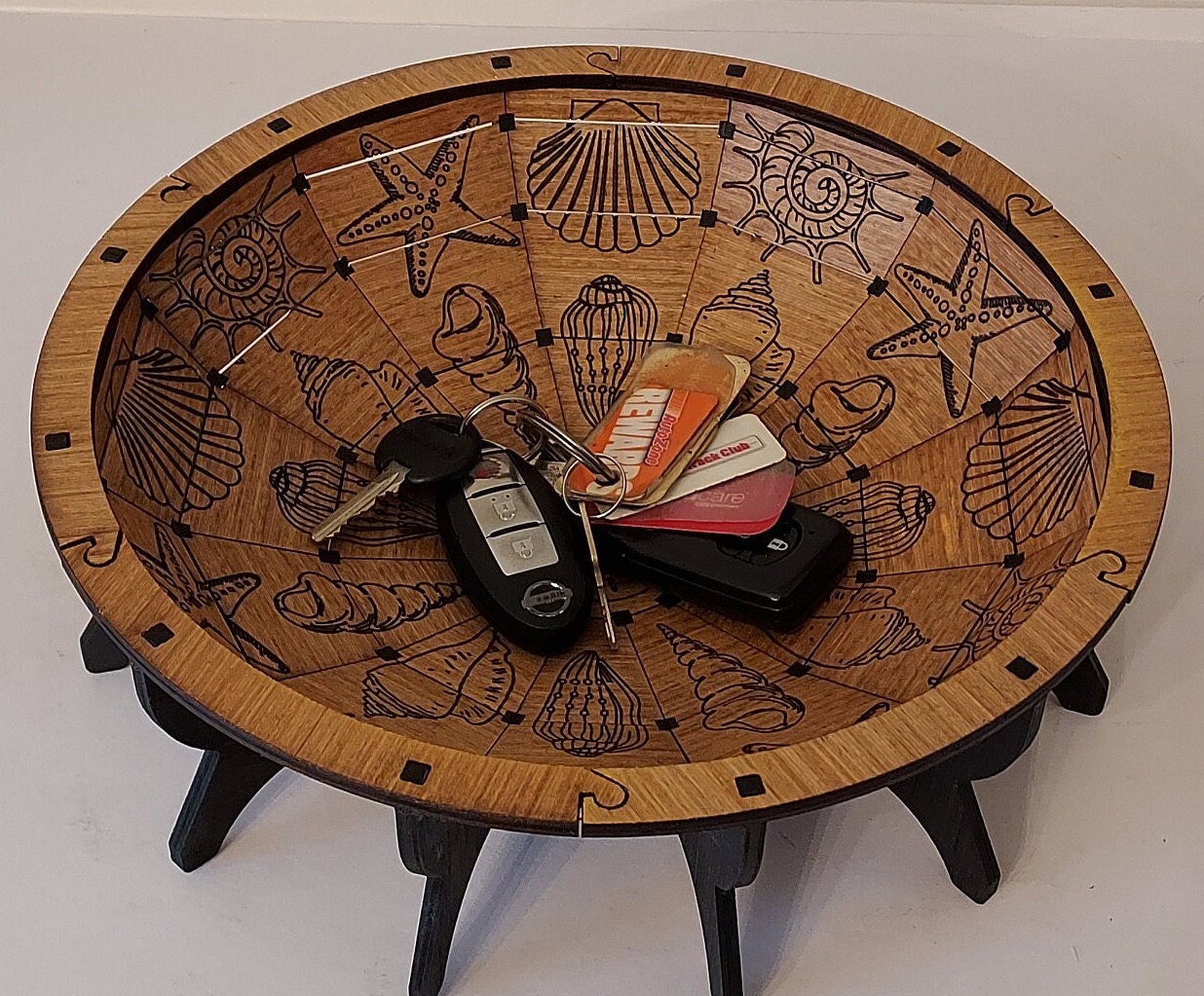 Wooden Catchall Bowl Wallet and Key Tray Unique Key Bowl - Etsy