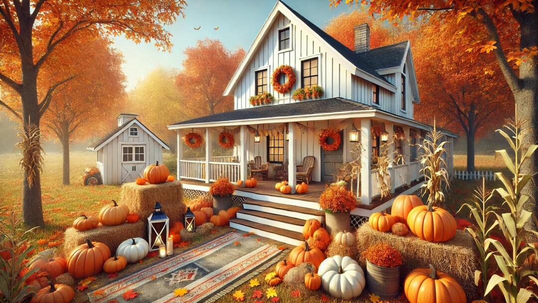 FRAME TV - Fall Farmhouse With Pumpkins Scene / Halloween / Digital ...