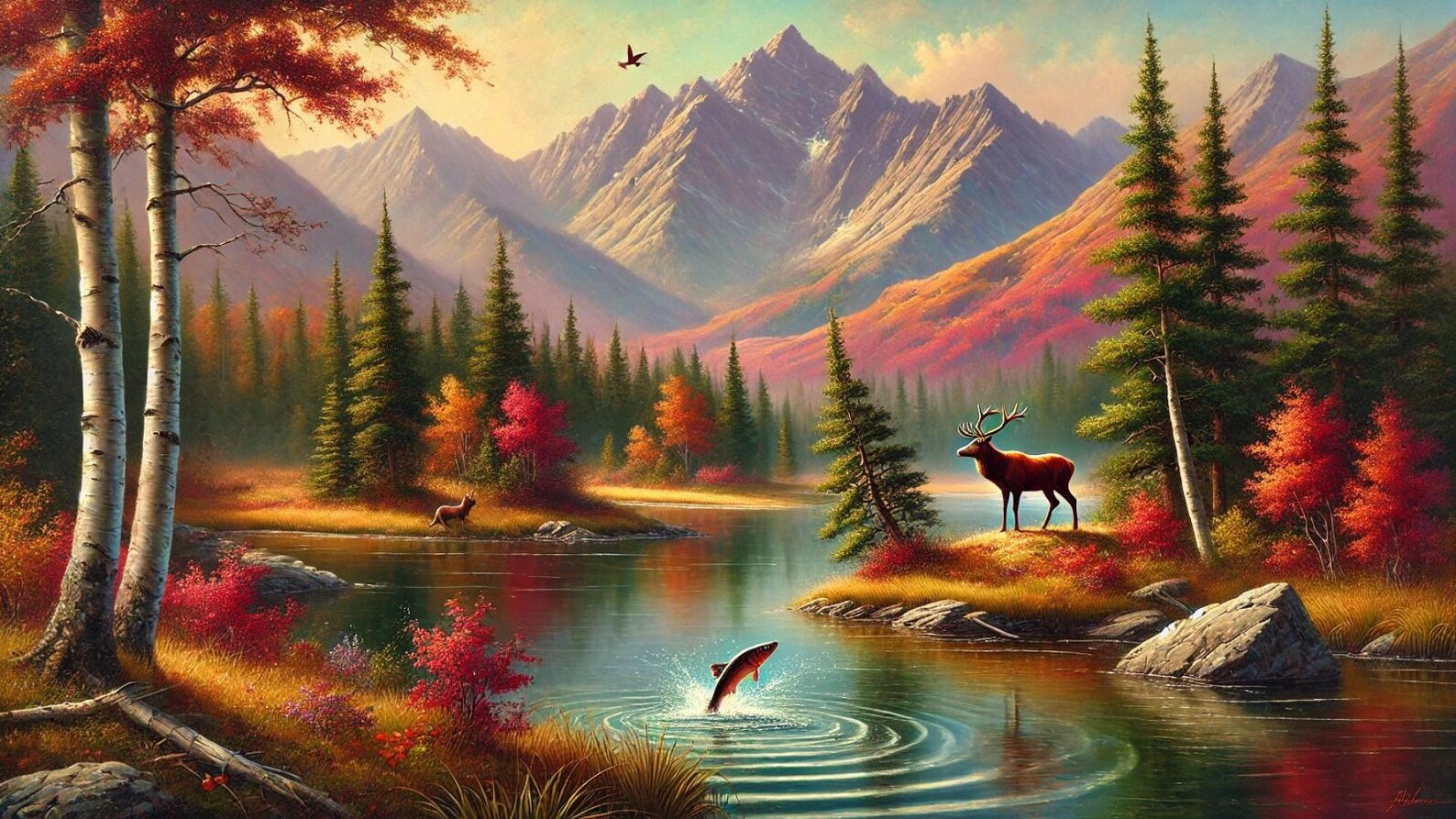 FRAME TV - Fall Mountain Scene With Animals / Fall / Mountains / Lake ...