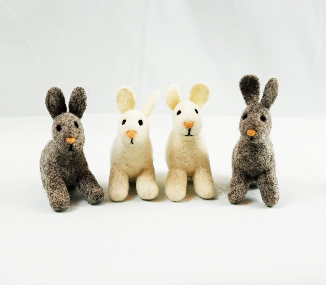 Cute Needle Felted Rabbits Made of 100% Merino Wool. Handmade Gift Idea ...