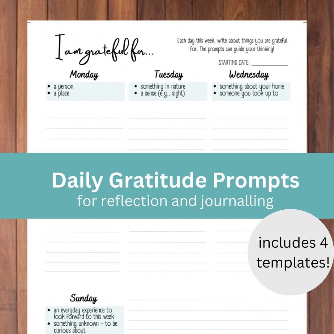 Gratitude Prompt Journal Pages | With Lines - Etsy
