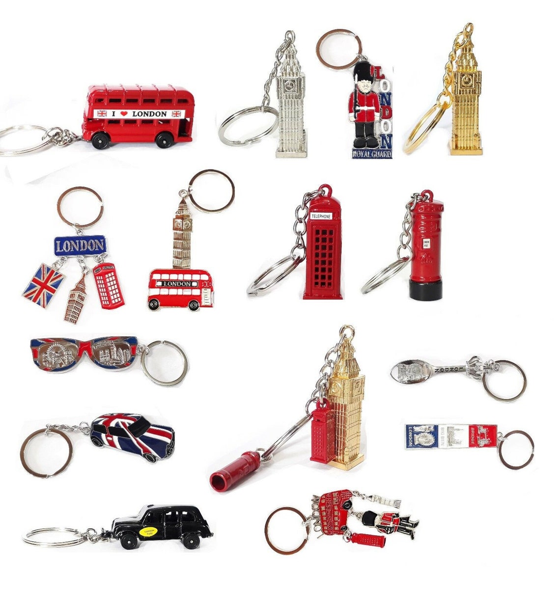 10 X Pieces British England London Key Rings - Keychains Souvenirs ...