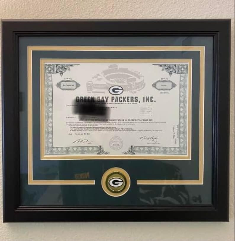 Green Bay Packers Stock Certificate Frame - Etsy