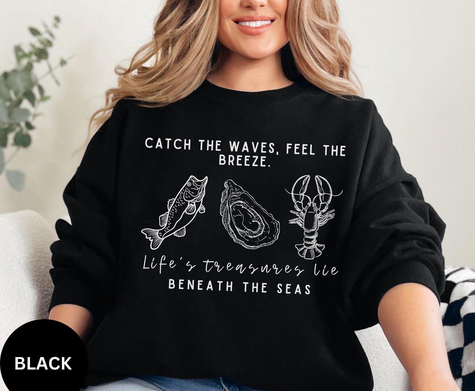 Lobster Oyster Fisherman Aesthetic Sweatshirt, Gift for Beach Lover ...
