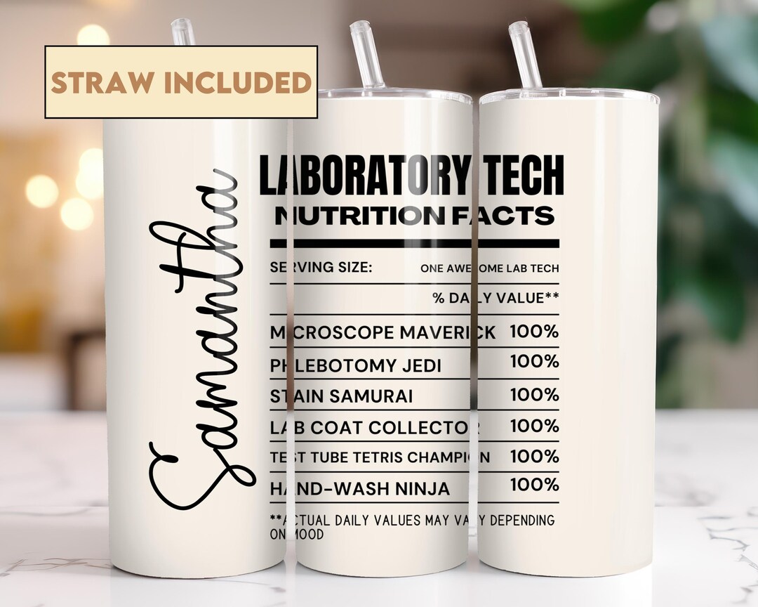 Personalized Laboratory Tech Tumbler Gift With Straw, Phlebotomy ...