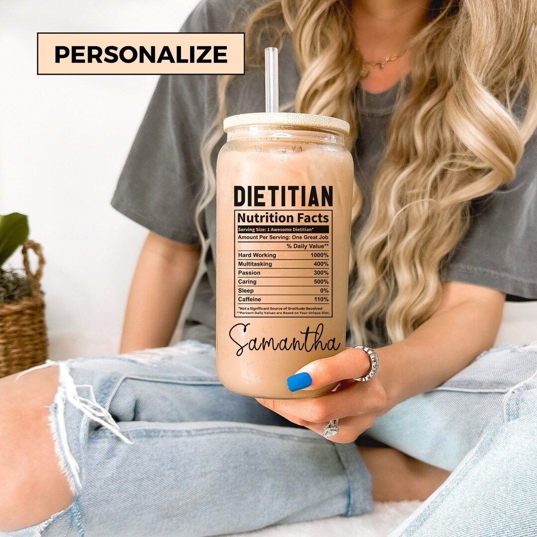 Personalized Dietitian Nutrition Facts Frosted Cup Tumbler Jar ...