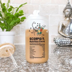 Zodiac Scorpio Sign Nutrition Facts Frosted Cup Tumbler Jar, Christmas ...