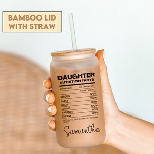 Personalized Daughter Funny Nutrition Facts Frosted Cup Tumbler Jar ...