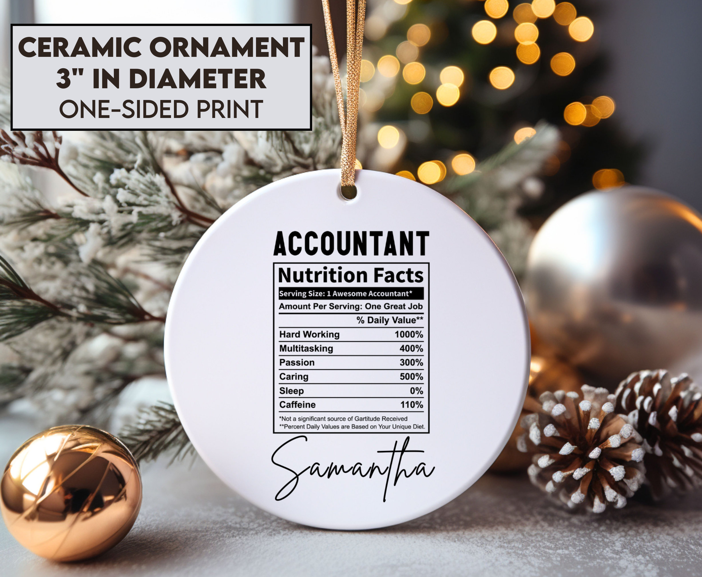 Personalized Accountant Ornament, Ornament Accountant Nutrition Facts ...