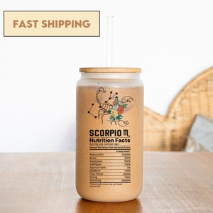 Zodiac Scorpio Sign Nutrition Facts Frosted Cup Tumbler Jar, Christmas ...