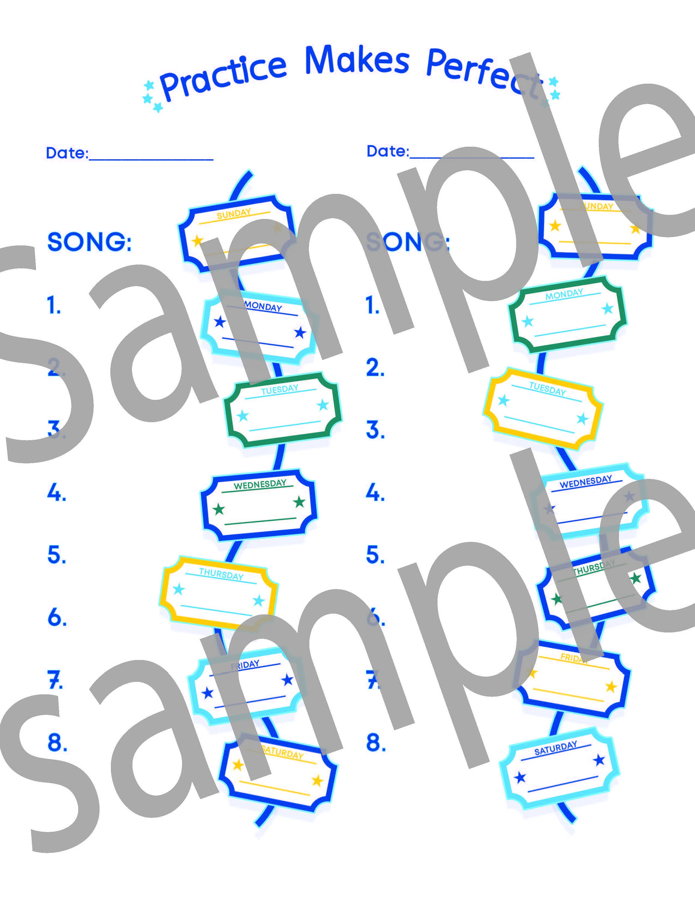 Piano Practice Sheets and Progress Charts Practice Journal - Etsy