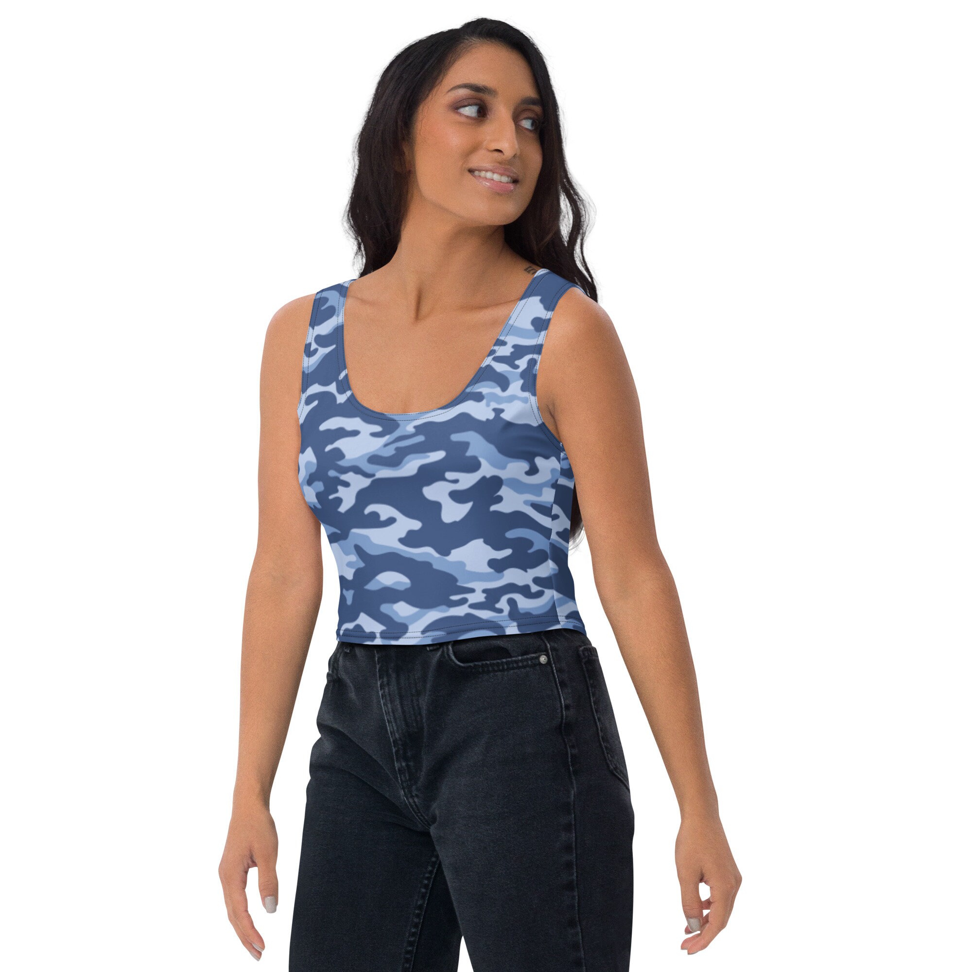 Marine Navy Camo Camouflage Crop Top - Etsy