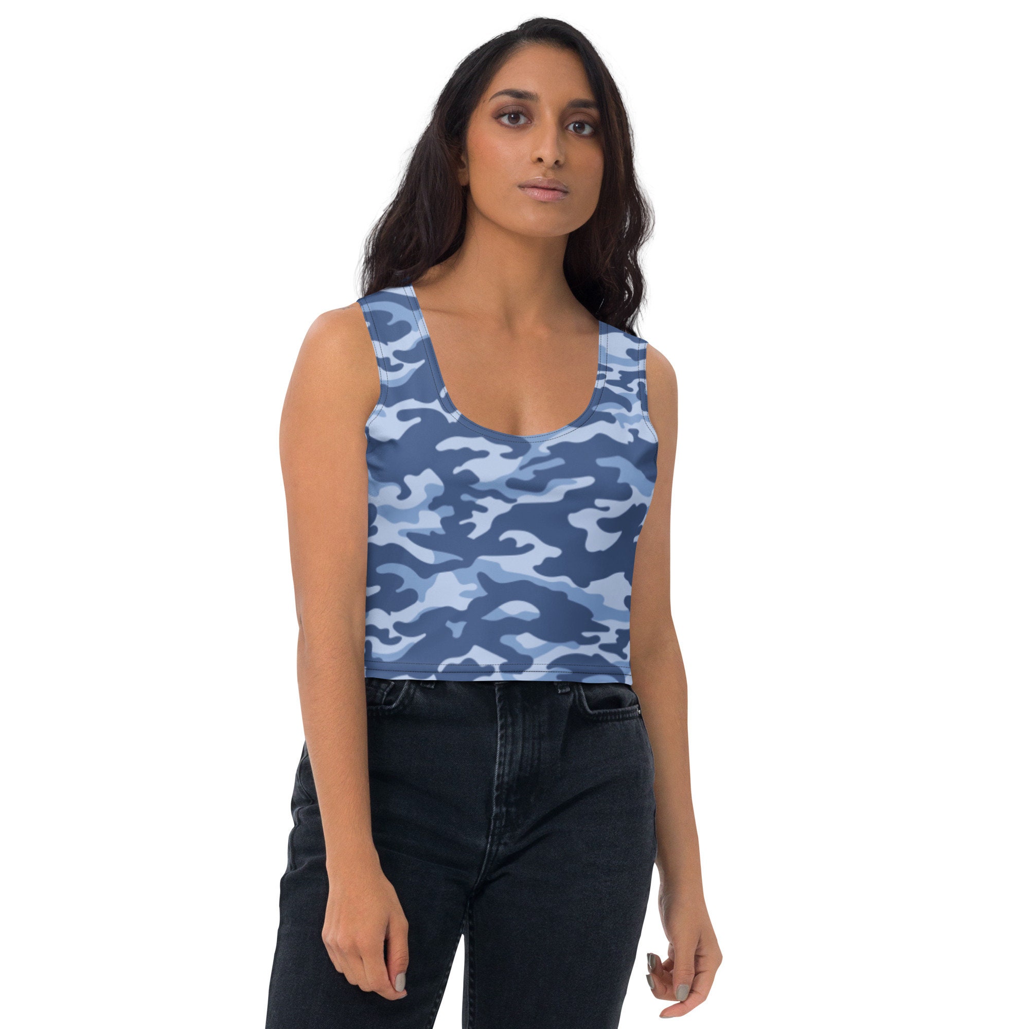 Marine Navy Camo Camouflage Crop Top - Etsy
