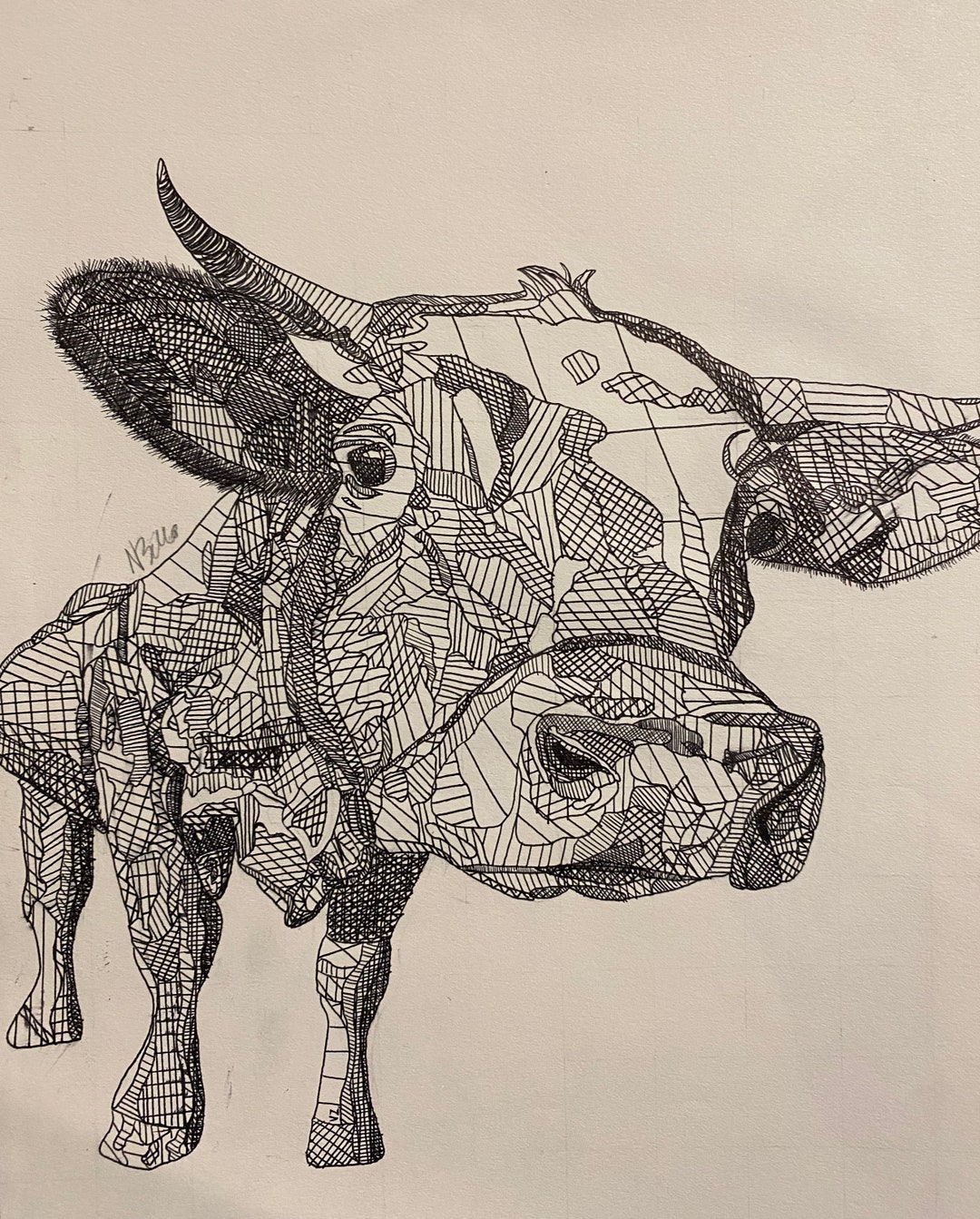 Cow Polygonal Lineart Print - Etsy