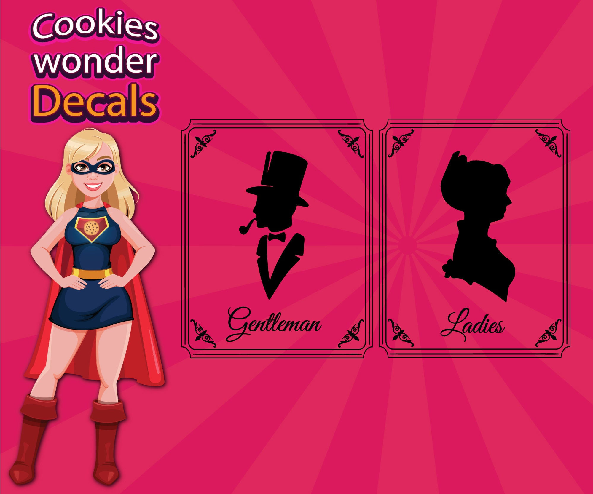 Ladies and Gentlemen Restroom SIGN Formal Decal Best Quality Beautiful ...