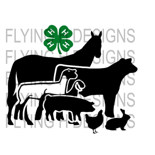 Horse Steer Goat Lamb Chicken Rabbit 4H Silhouettes No - Etsy