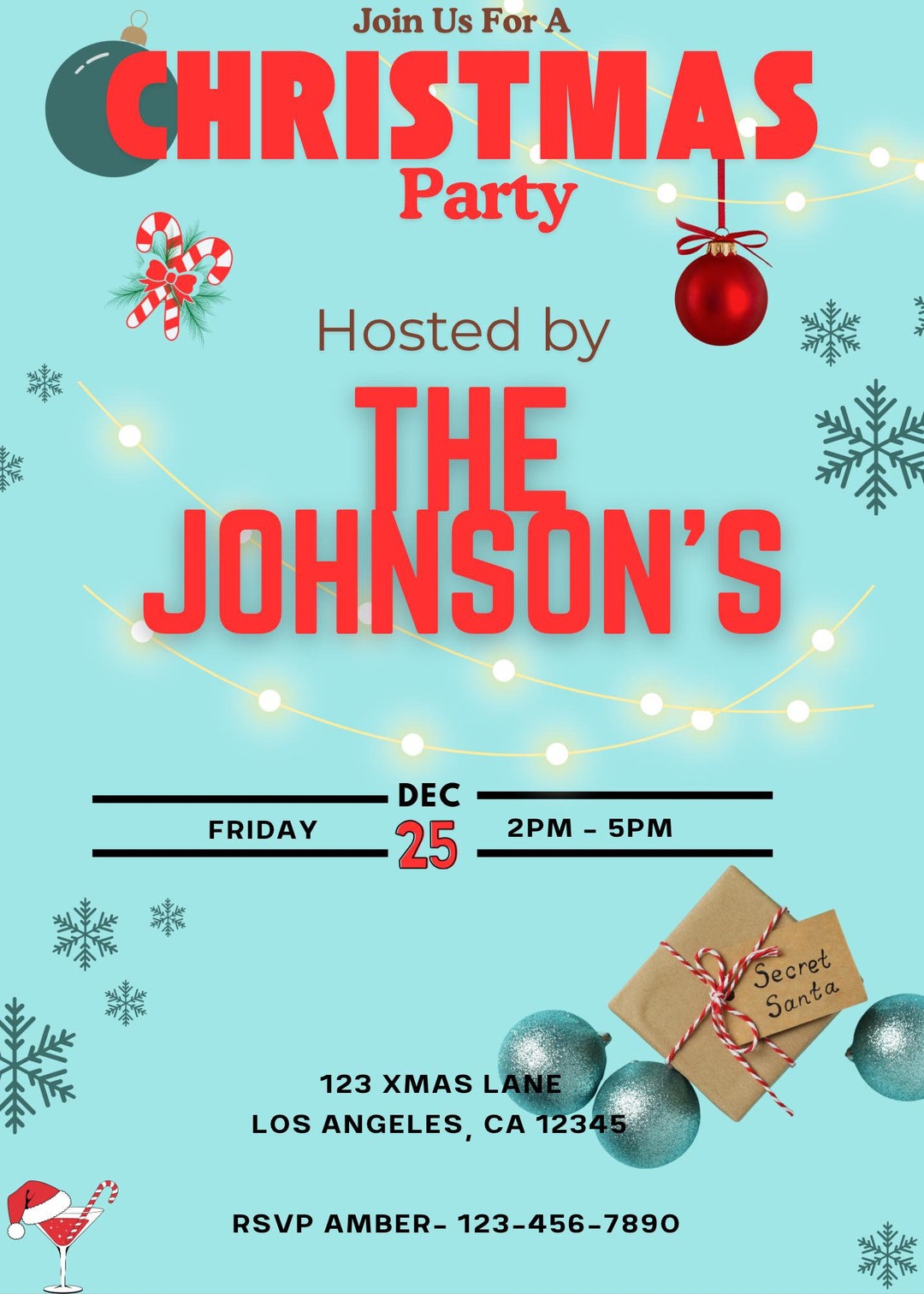 Editable Christmas Party Invitation Template Holiday Party Adult ...