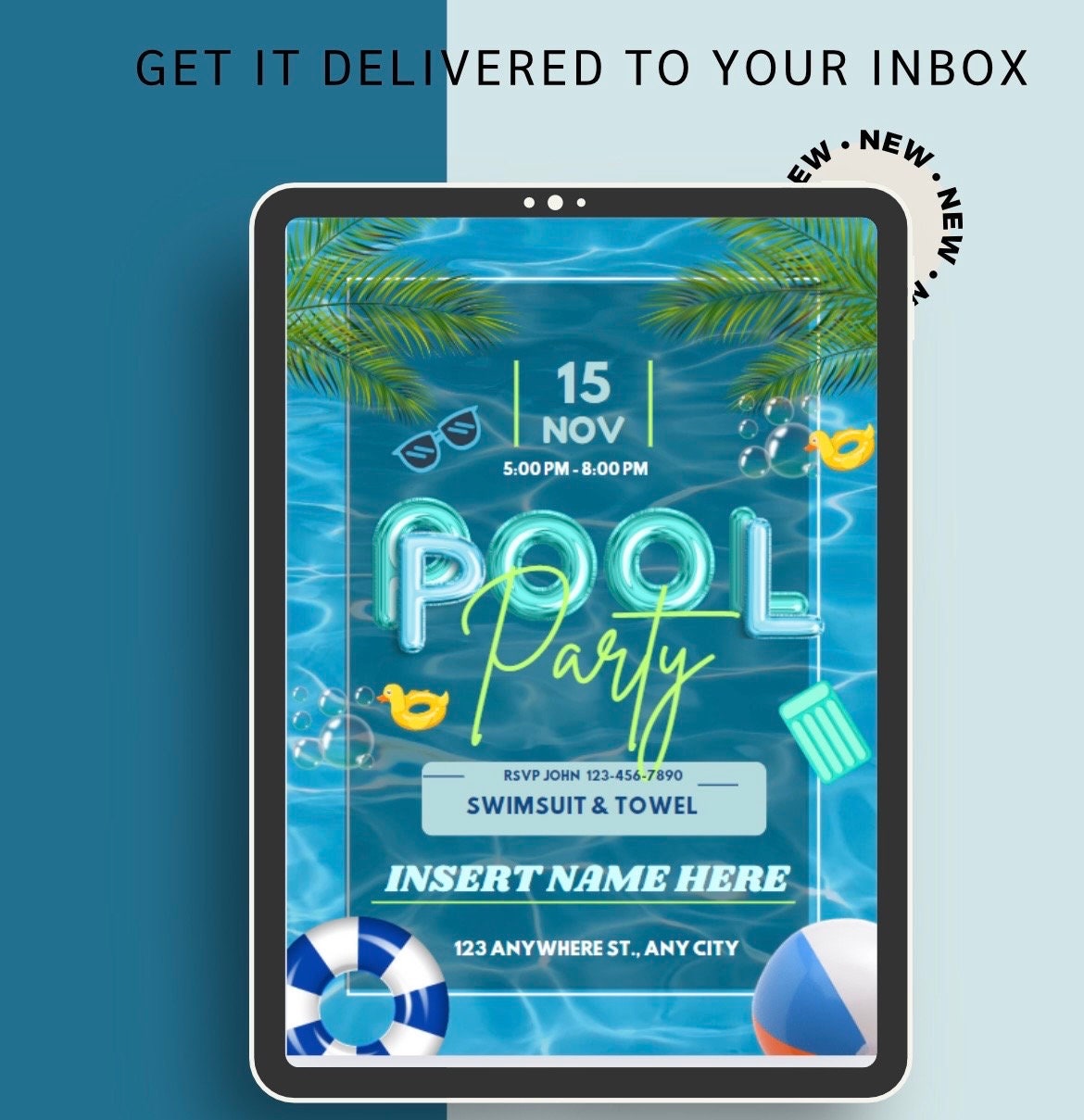 Pool Party Invitation Digital, Editable Templates, Instant File ...