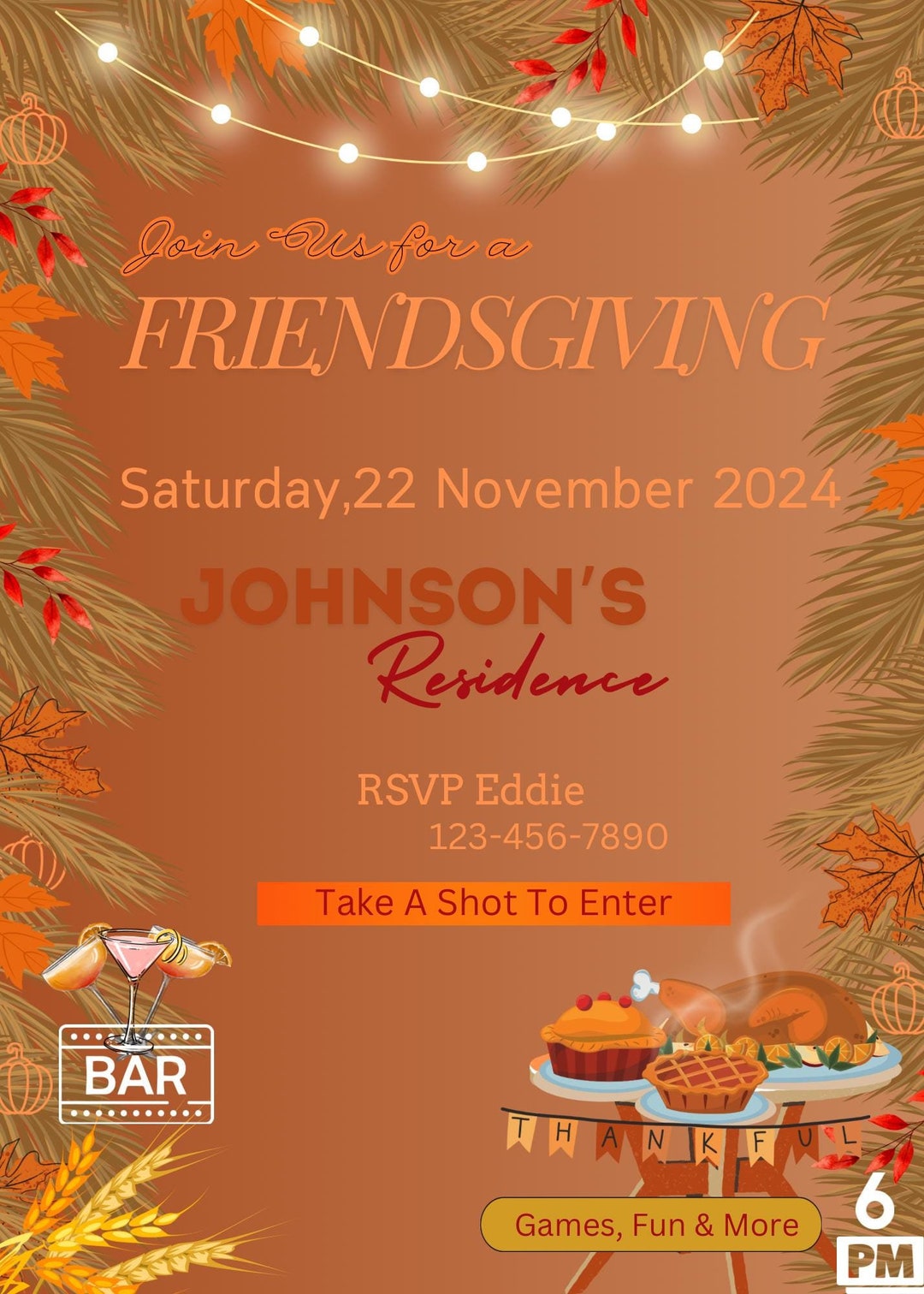 Friendsgiving Editable Flyer, Friendsgiving Party Invitation ...