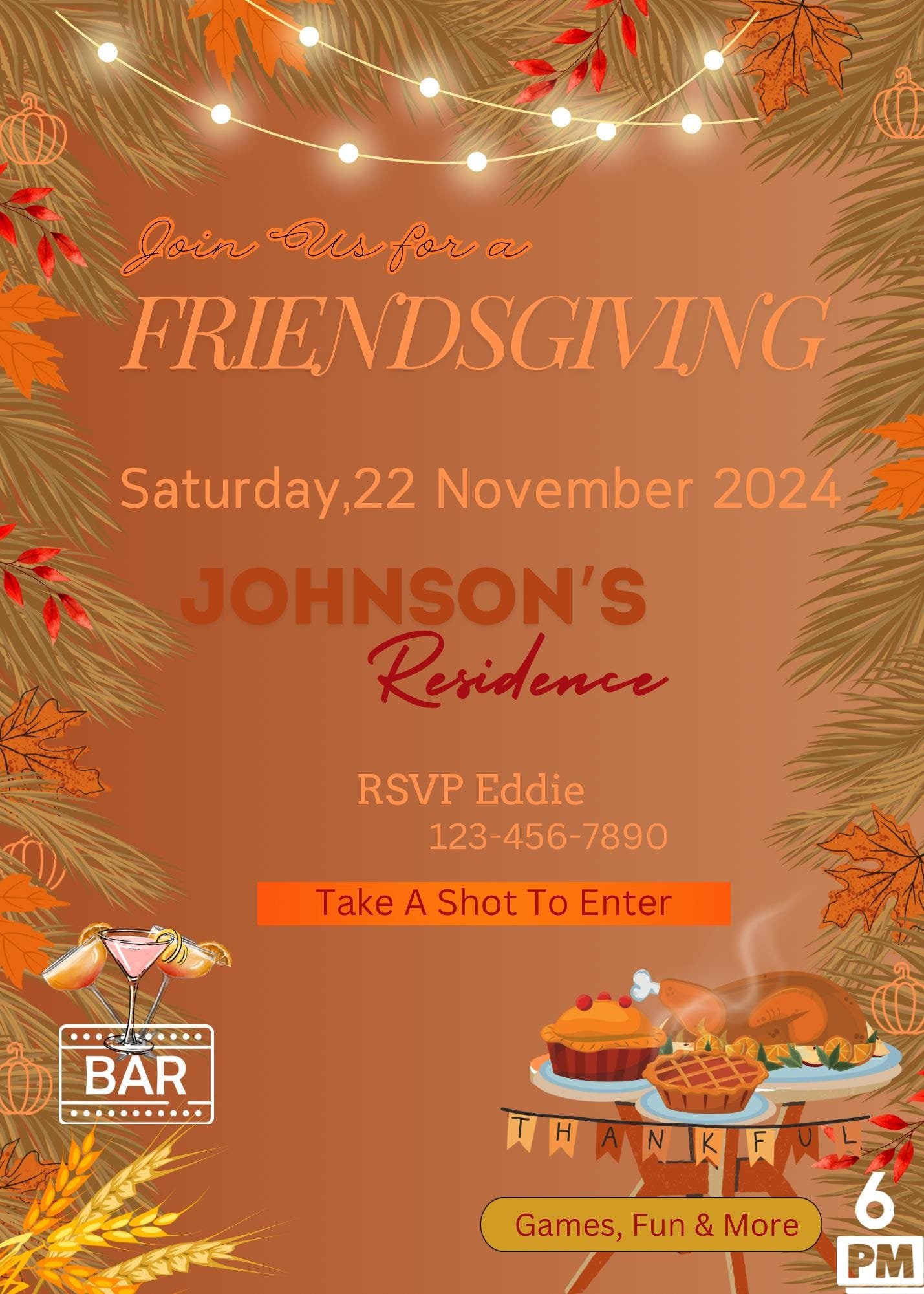Friendsgiving Editable Flyer, Friendsgiving Party Invitation ...