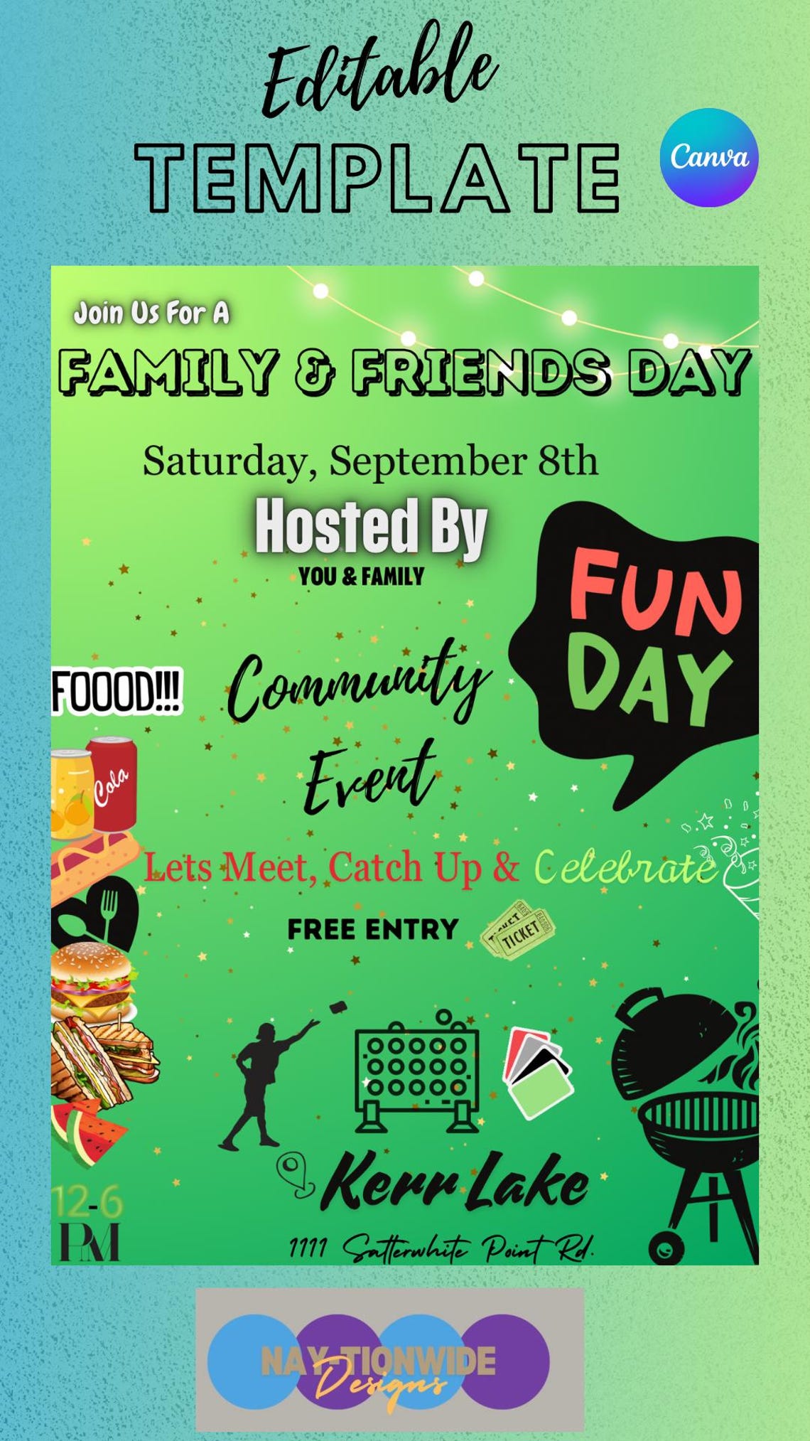 Family and Friends Day Flyer, Community Event Editable Template, Family ...