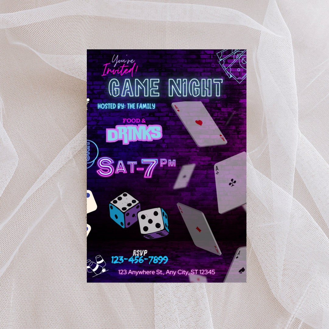 Game Night Editable Invitation, Trivial Night Invitation, Board Games ...