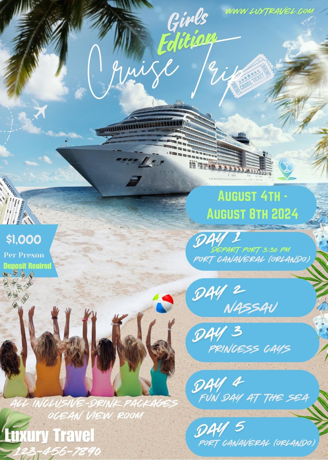 Travel Agent Trip Template Invitation Travel Agent Cruise Editable ...