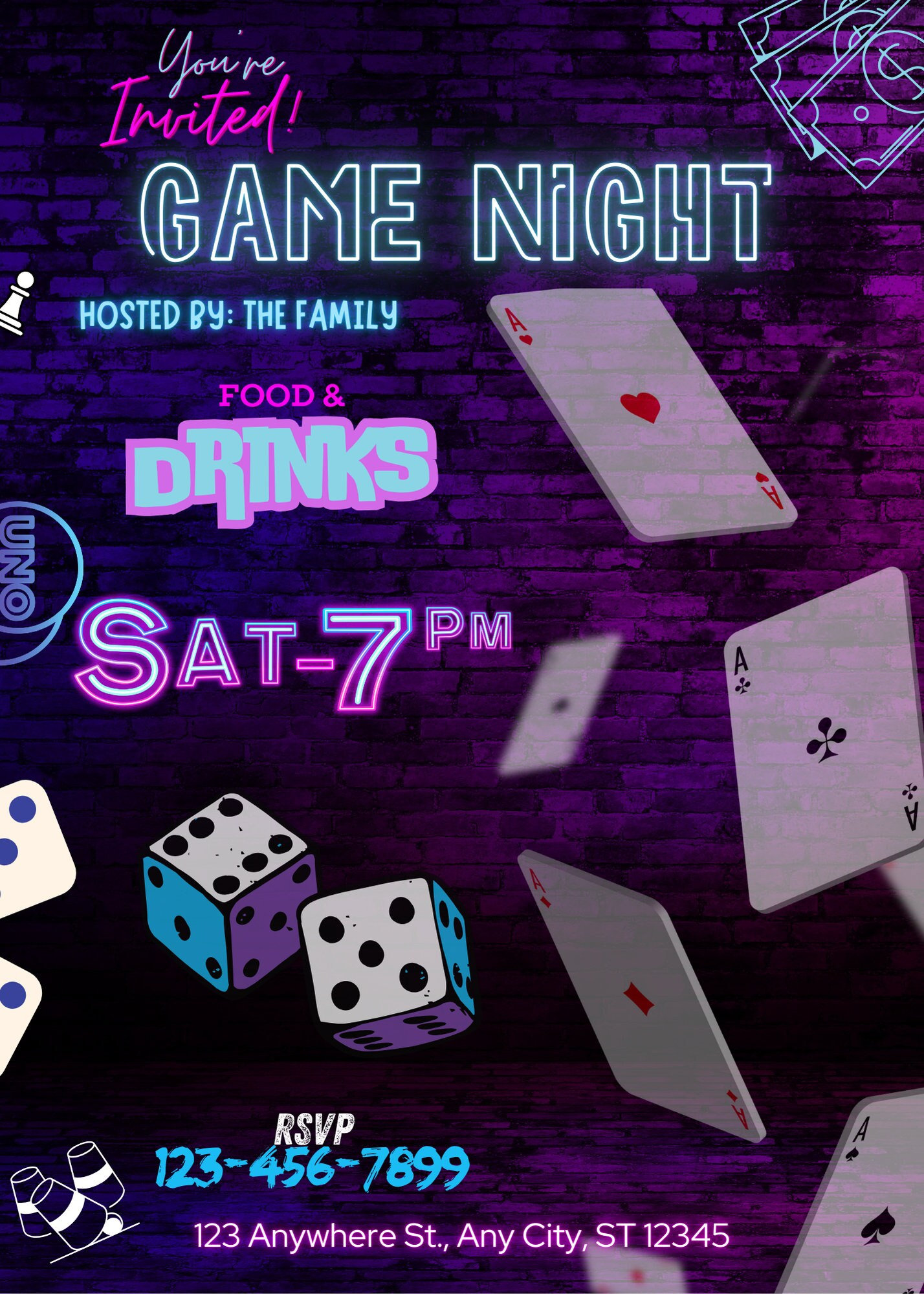 Game Night Editable Invitation, Trivial Night Invitation, Board Games ...