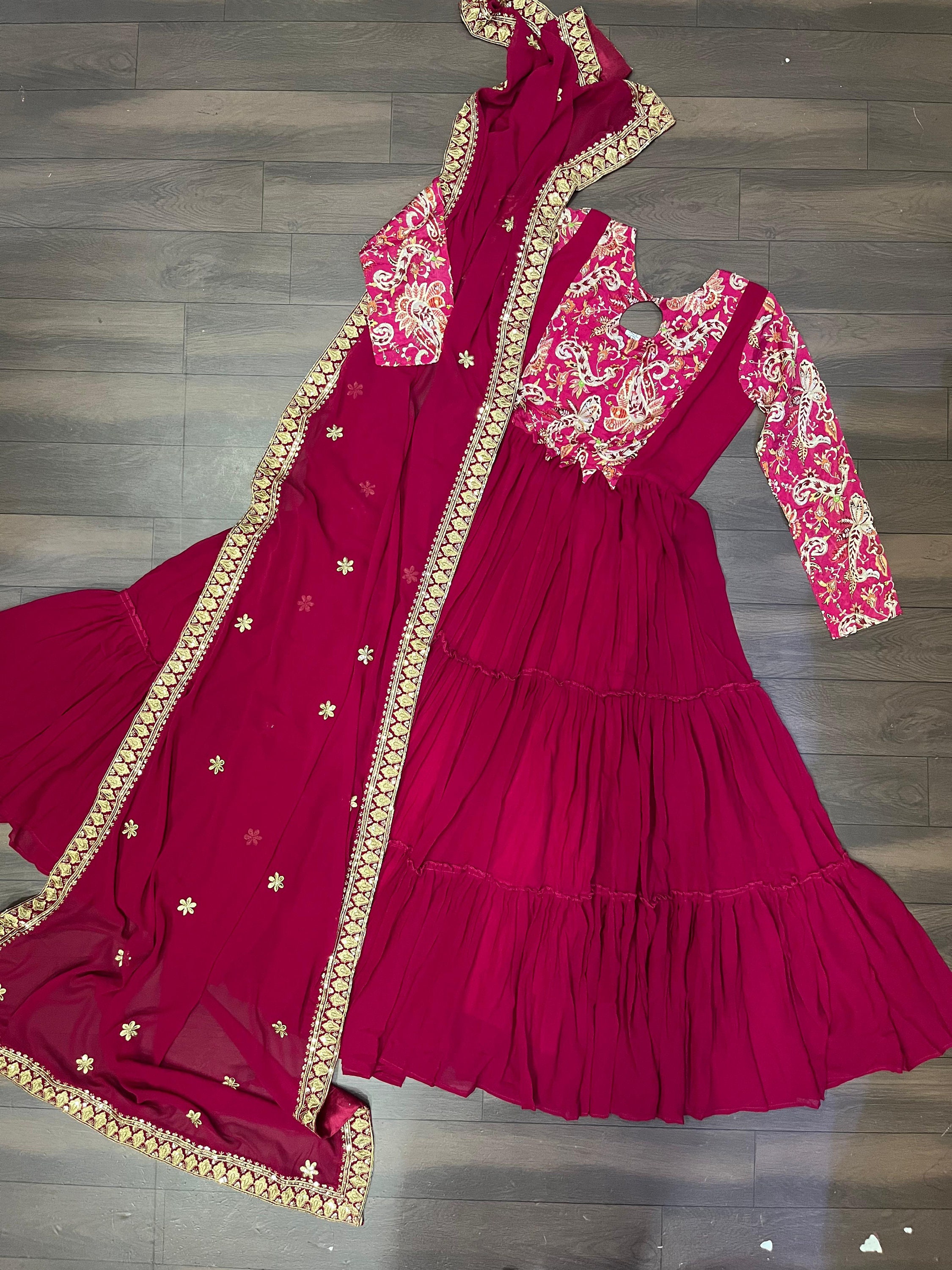 Party Wear Elegant Frilled Gown Collection With Dupatta for Women ...