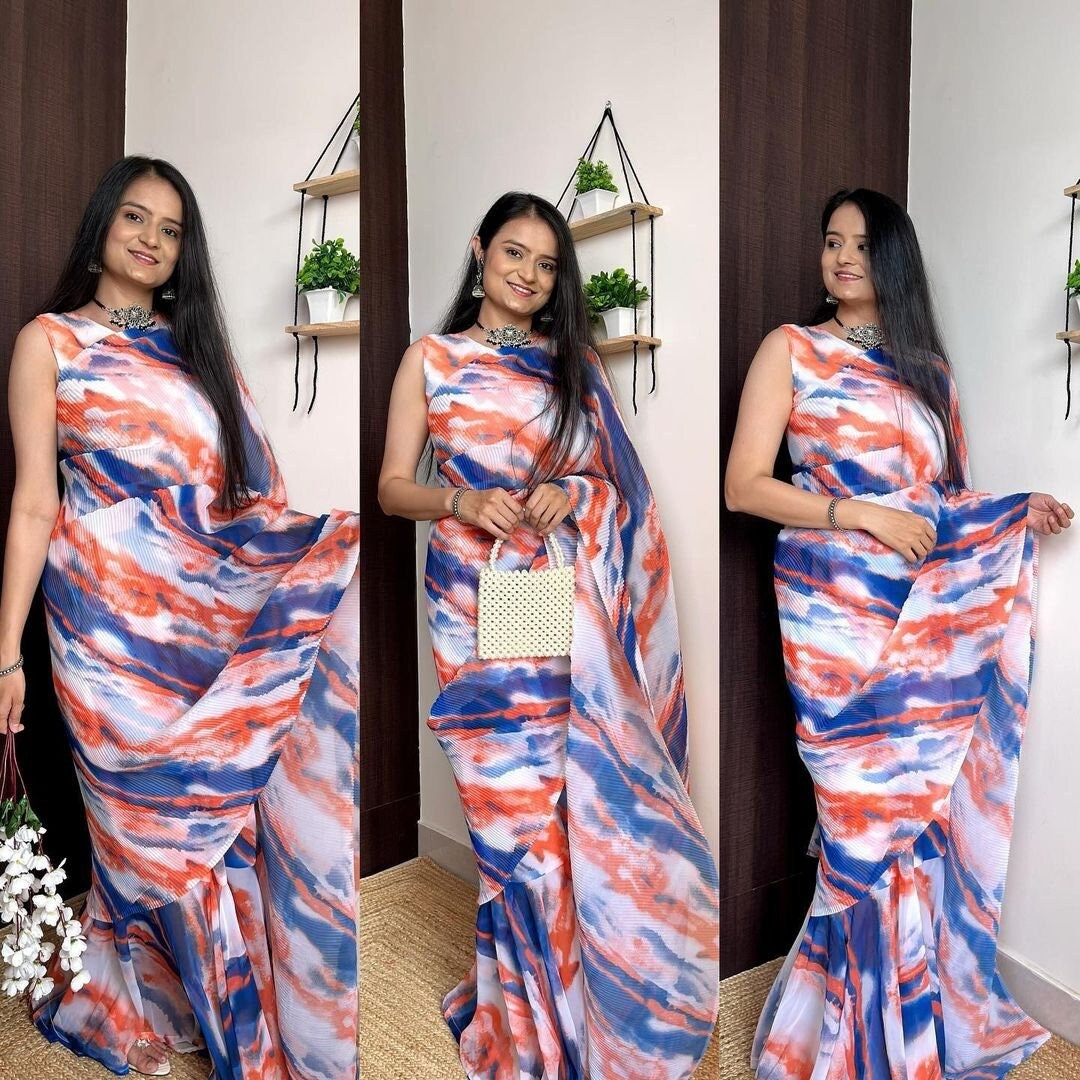 Pre-drape Saree With Gown New Style in World, Ready to Wear Indian ...