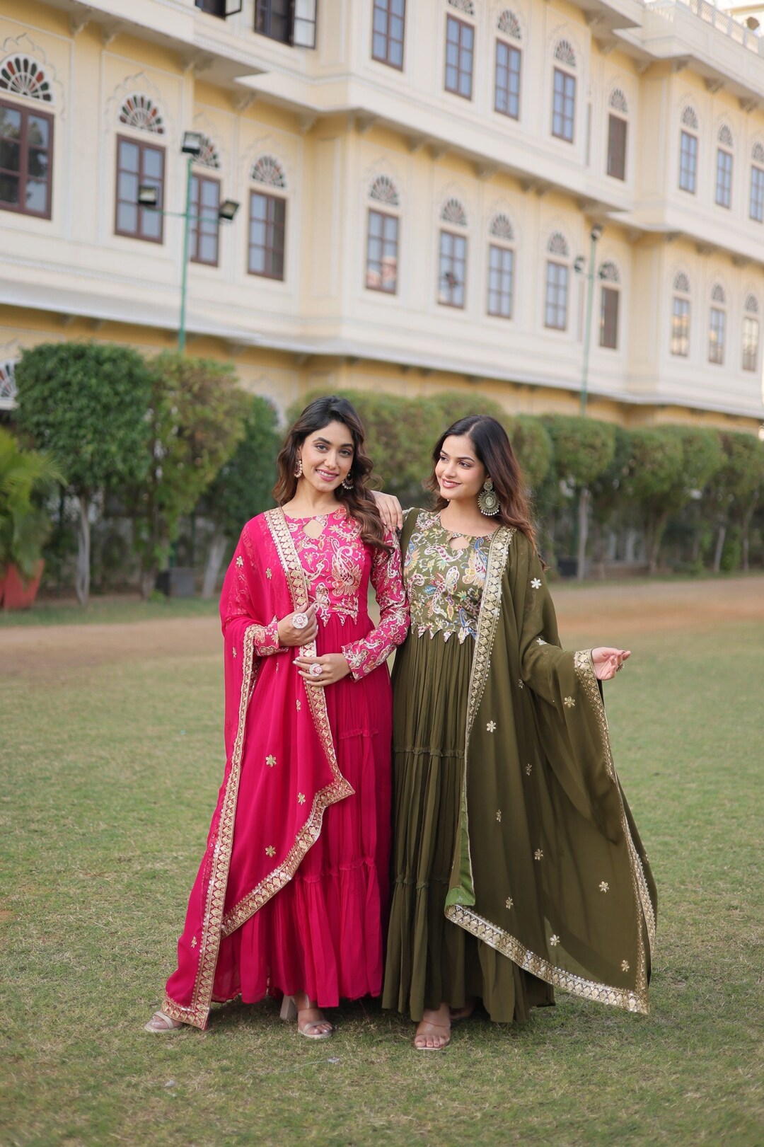 Party Wear Elegant Frilled Gown Collection With Dupatta for Women ...