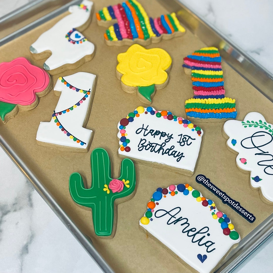 Fiesta Birthday Cookies Fiesta Party Celebration Cookies Custom Cookies ...