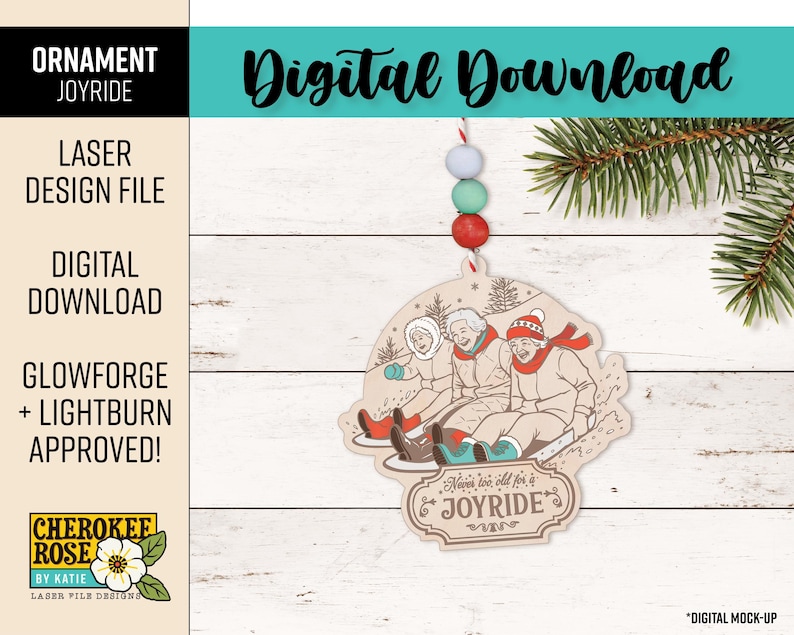 Sledding With Old Friends Joyride Ornament SVG: Laser Design (digital ...