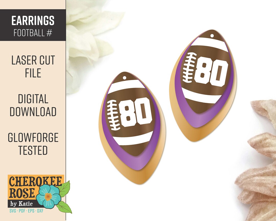 Customizable Football Earring Design File: Laser Cut SVG PDF (digital ...