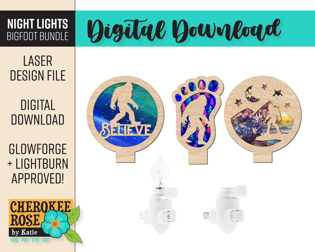 Bigfoot Night Light Laser Cut File Bundle (digital File Only) - Etsy