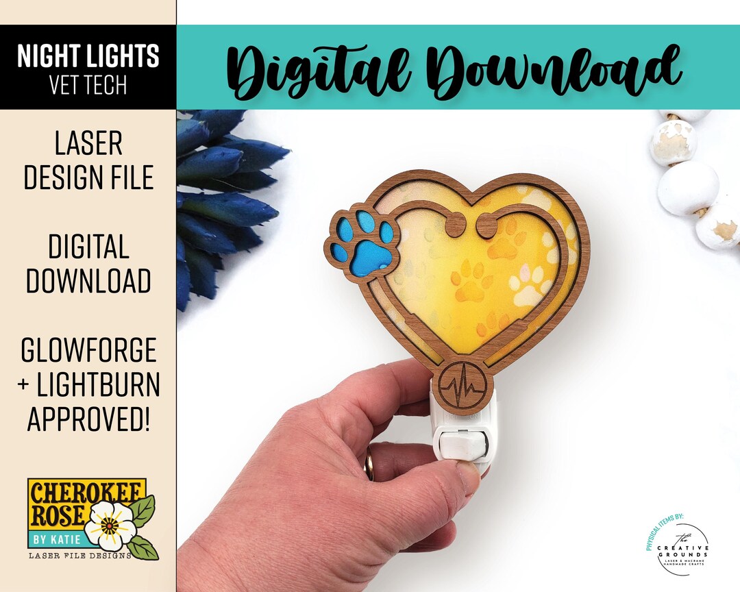 Vet Tech Night Light SVG: Dog Paw, Laser Cut File (digital File Only ...